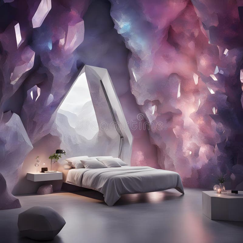 A Crystal Cavern House Adorned with Sparkling Gemstones, Creating an ...