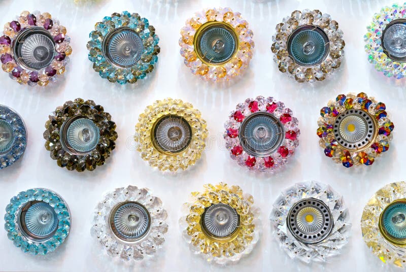 Crystal Ceiling Lights with Halogen and LED Lighting. Stock Image ...