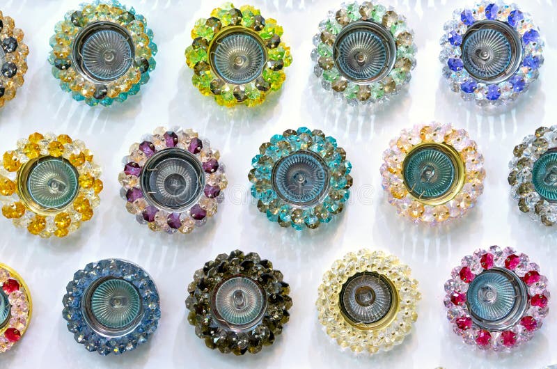 Crystal Ceiling Lights with Halogen and LED Lighting. Stock Image ...