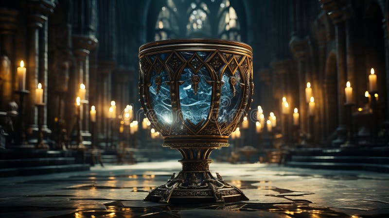 A Crystal Chalice in an Old Stone Crypt. Generative AI. Stock ...