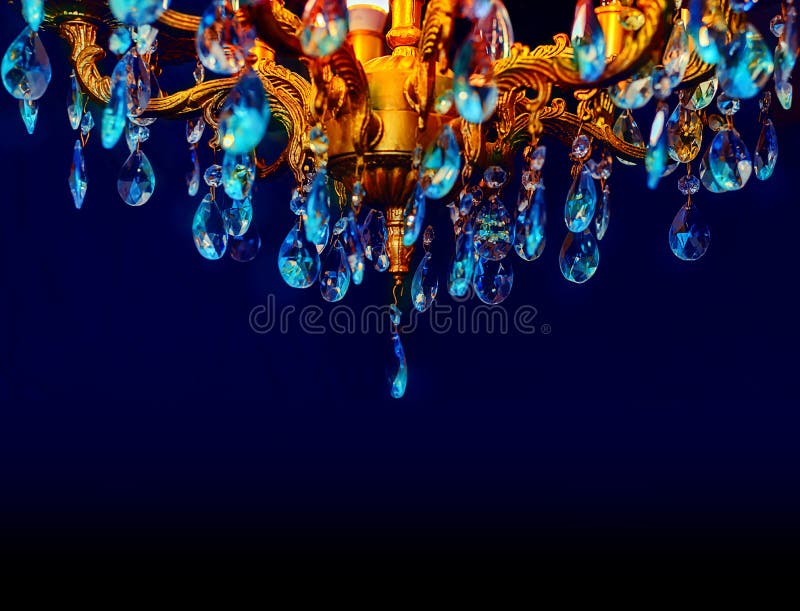 Crystal Chandelier Close-up. Cold Reflections on the Edges of the ...