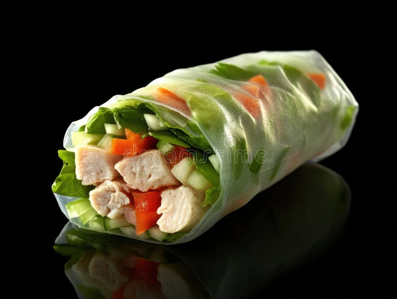Crystal Chicken and Veg Spring Roll Stock Illustration - Illustration ...