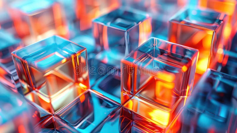 Crystal Clear: Abstract Glass Cube Background in 3D Render Stock ...