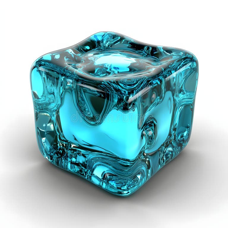 Crystal Clear Aqua Ice Cube 3D Render of a Vibrant Blue Ice Block Stock ...