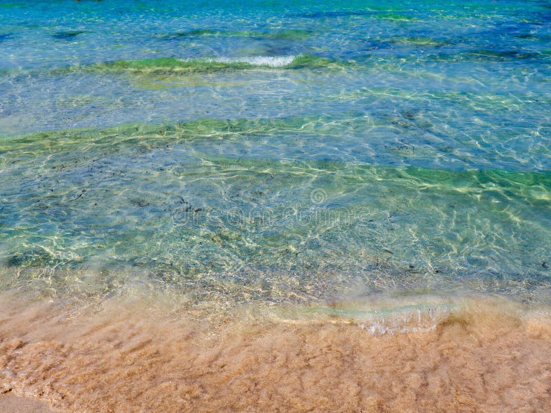 Crystal Clear Blue Water - Caustics Effect - Rocky Shore Stock Image ...