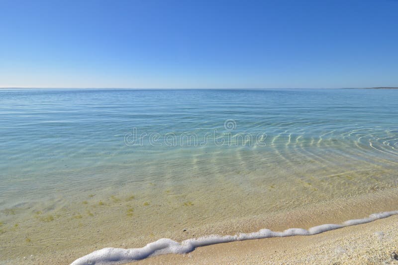 Beach on the Sea in Cloudless Weather. Sunset on a Sandy Beach with ...