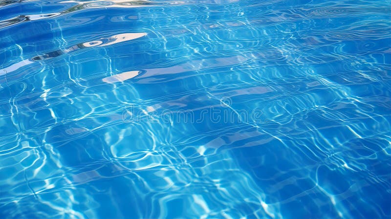 Crystal Clear Blue Pool Water Surface with Sunlight Reflections ...