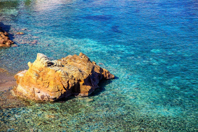 Crystal Clear Blue Water in the Sea Stock Photo - Image of greece, rock ...