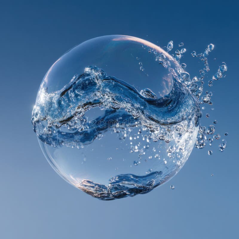 Crystal Clear Bubble Encapsulating Water Splash Stock Photo - Image of ...