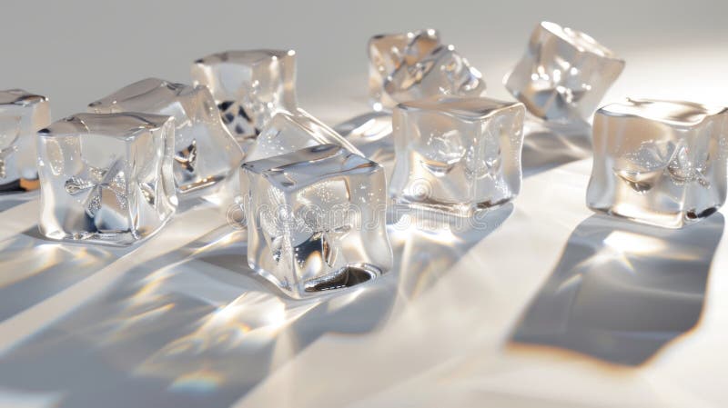 Crystal Clear 3D Rendered Ice Cubes with Realistic Light and Shadows in ...