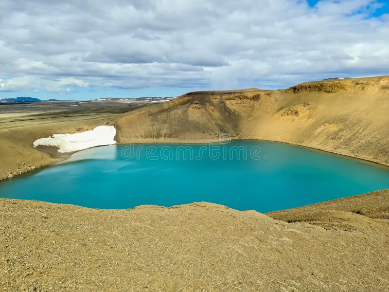The Crystal Clear Deep Blue Lake Krafla on Iceland Stock Photo - Image ...