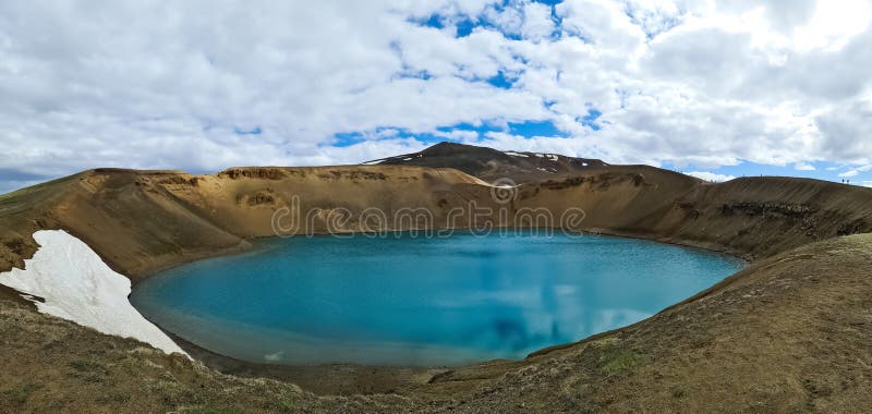The Crystal Clear Deep Blue Lake Krafla on Iceland Stock Photo - Image ...