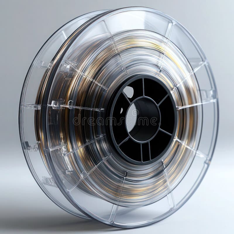 Crystal Clear Filament for 3D Printer on Bright Background Stock ...