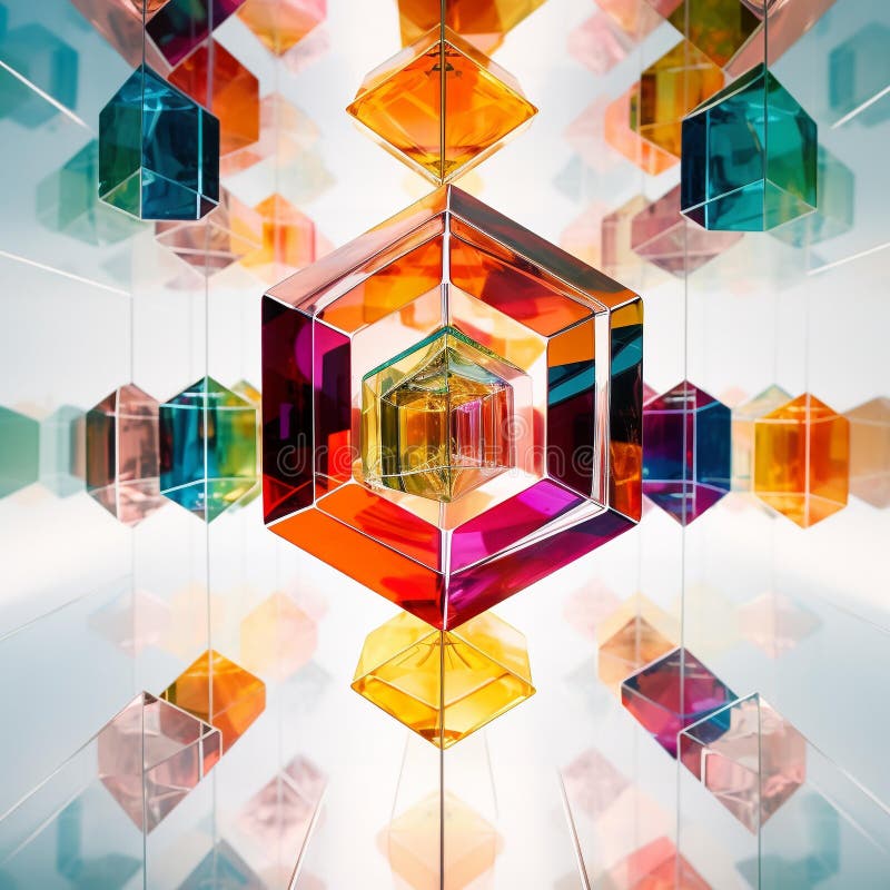 Vibrant Kaleidoscopic Prism in Minimalist Oasis Stock Illustration ...
