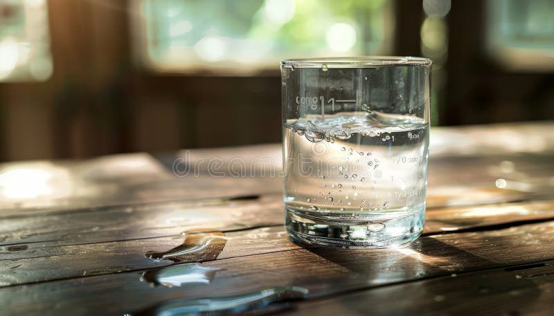 Crystal Clear Glass of Water on Wooden Surface with Elegant Lighting ...