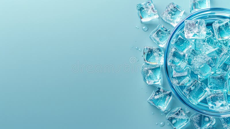 Crystal Clear Ice Cubes in a Glass of Water on a Bright White Surface ...