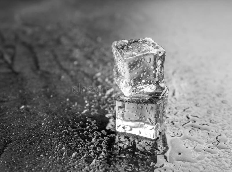 Crystal Clear Ice Cubes on Grey Stone Table. Space for Text Stock Photo ...