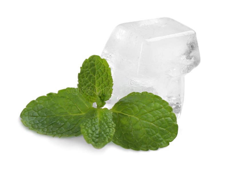 Crystal Clear Ice Cubes and Mint on Background Stock Image - Image of ...