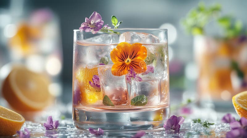 Crystal-clear Ice Cubes Showcase Flowers and Citrus in a Refreshing ...