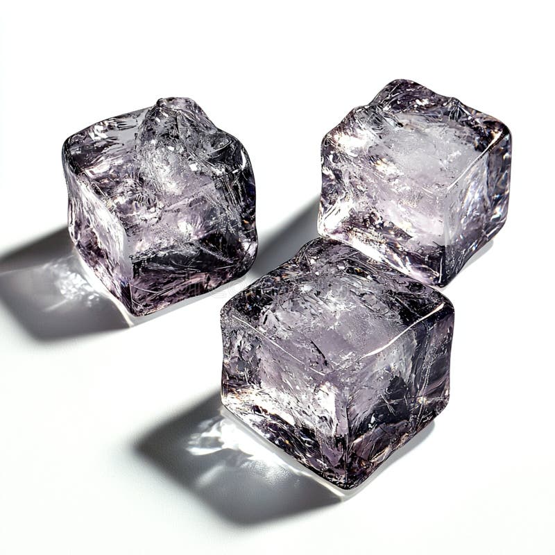 Crystal Clear Ice Cubes on White Surface for Drinks Concept Isolated on ...
