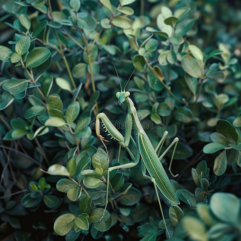 A Crystal Clear Image of a Praying Mantis Camouflaged among Green ...