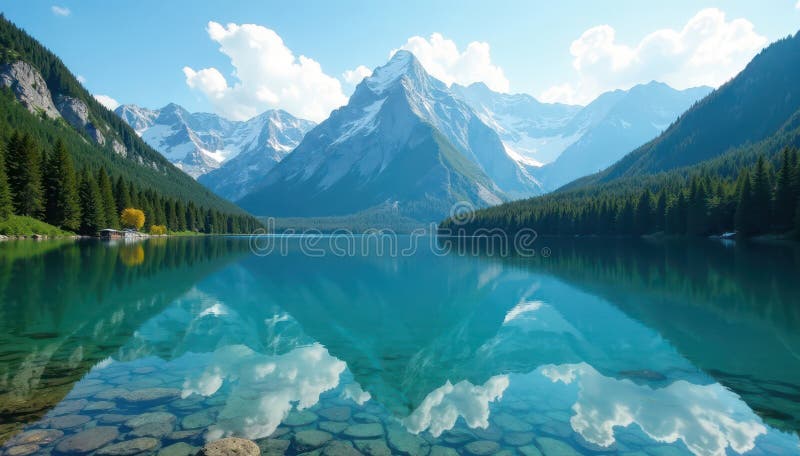 Crystal Clear Lake, Perfect Mountain Mirroring , Alpine, Lake Stock ...