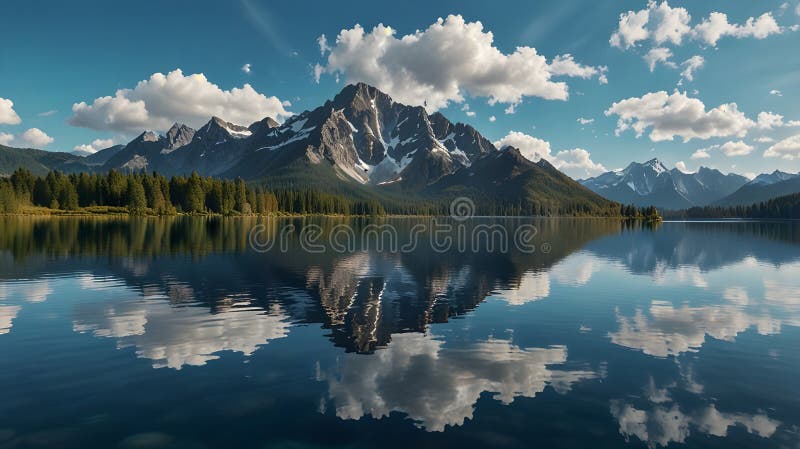 A Crystal-clear Mountain Lake Reflecting a Bright Blue Sky and Soft ...