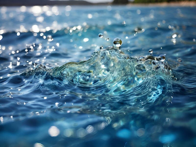 Crystal Clear Ocean Water Splash with Droplets in Motion Stock ...