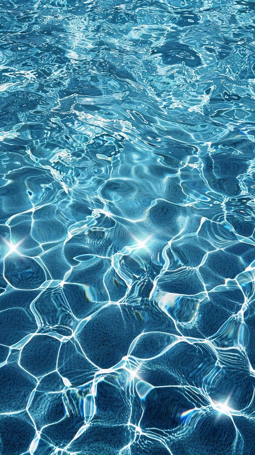 Crystal Clear Pool Water with Bright Blue Color and Intricate Light ...