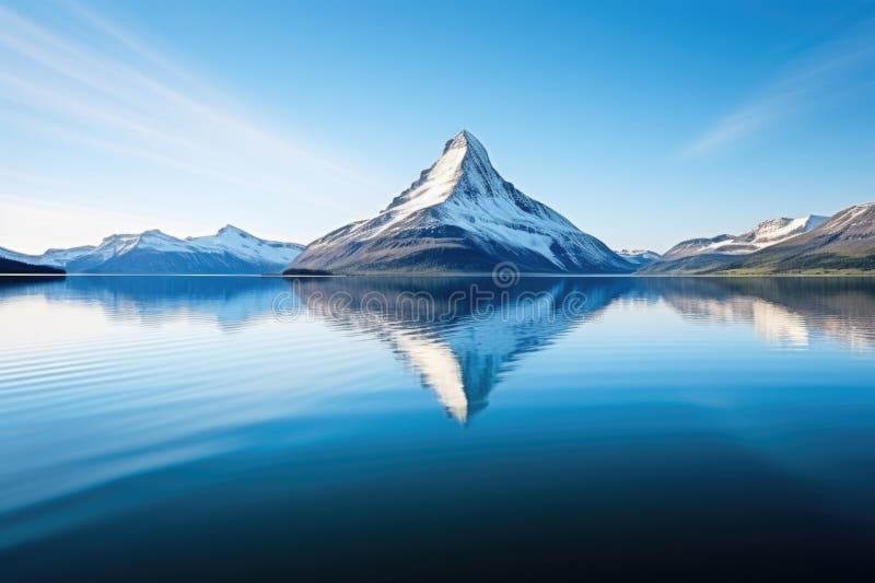 Crystal Clear Reflection of a Mountain in a Calm Lake Stock Photo ...