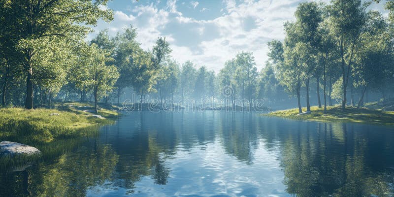 Crystal-Clear River Reflecting the Trees Above - Peaceful and Natural ...