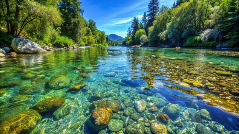 Crystal Clear River Water Flowing Naturally Stock Illustration ...