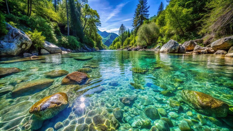 Crystal-clear River Water with High Transparency Stock Illustration - Illustration of liquid ...