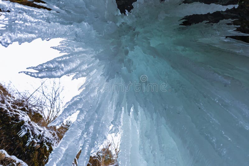 Crystal Clear Sharp Icicles Hanging Down Stock Photo - Image of empty ...
