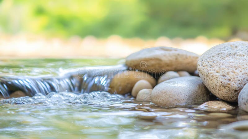 Clear Source Water Flows in the Background Stock Photo - Image of ...