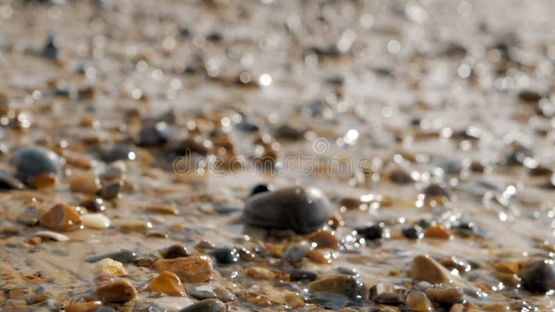 Crystal Clear Stream Flows Over the Pebbles. Sparkling Sun Glare. Bokeh ...