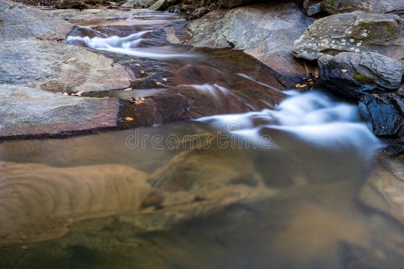 Crystal-clear Stream of Water Cascades Over a Rocky Ledge Stock Image ...