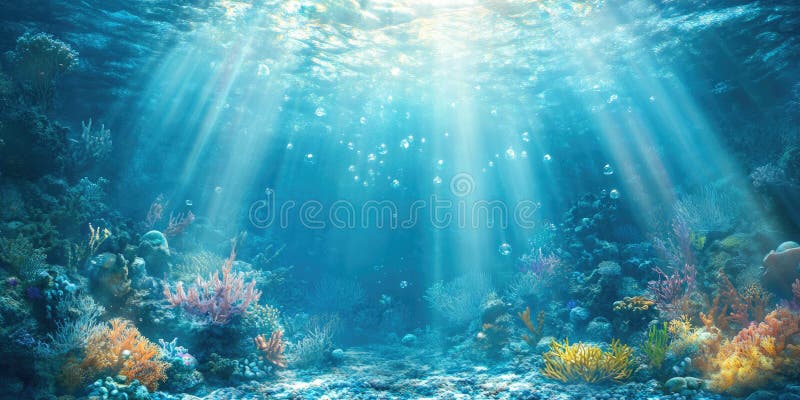 Crystal-Clear Underwater Scene with Soft Light Rays - Calm and ...