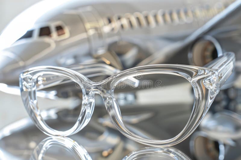 Crystal Clear Vision with Airplane in Background Stock Photo - Image of ...