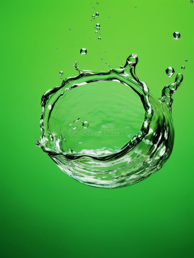 Crystal Clear Water Drip Splash Abstract Form on Green Background AI ...