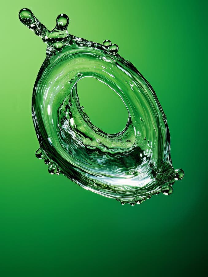 Crystal Clear Water Drip Splash Abstract Form on Green Background AI ...