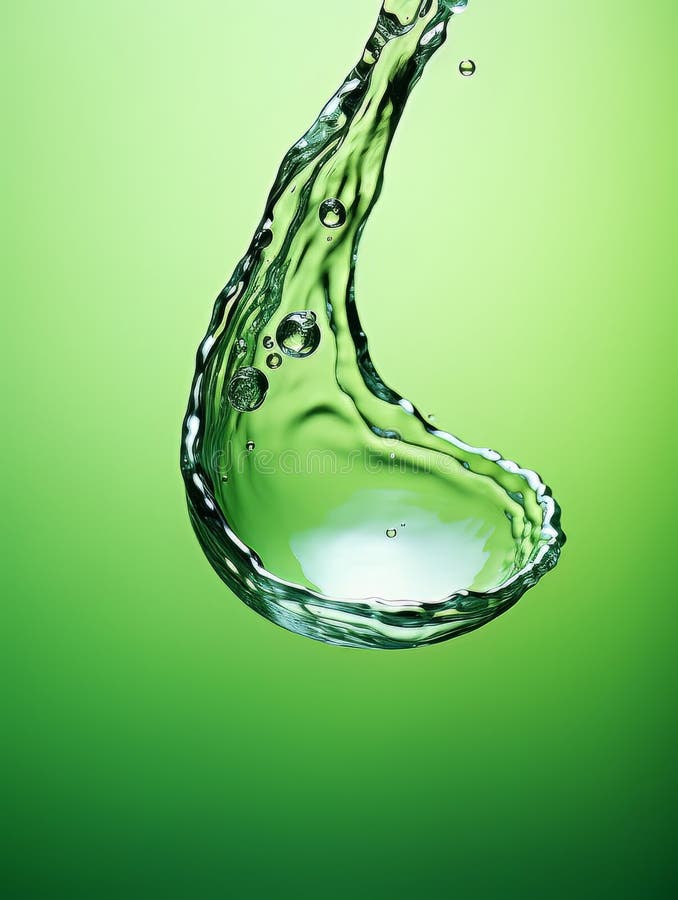 Crystal Clear Water Drip Splash Abstract Form on Green Background AI ...