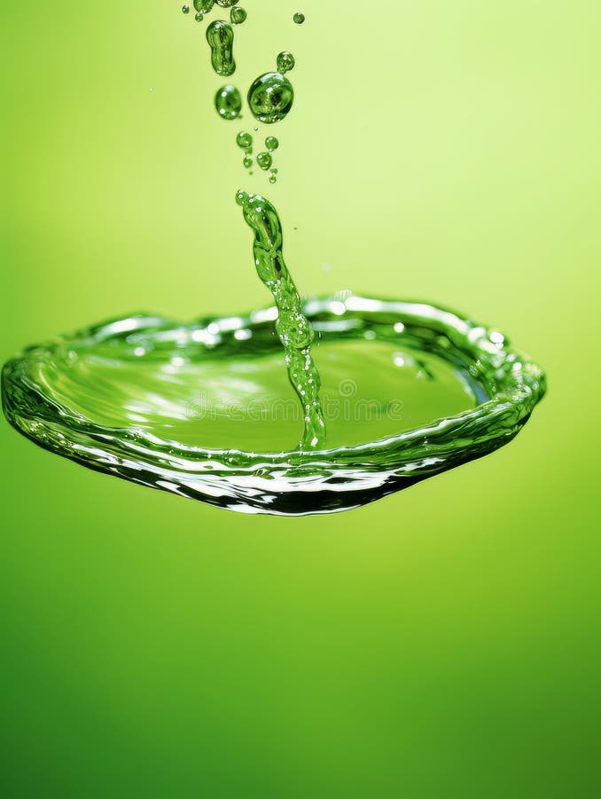 Crystal Clear Water Drip Splash Abstract Form on Green Background AI ...