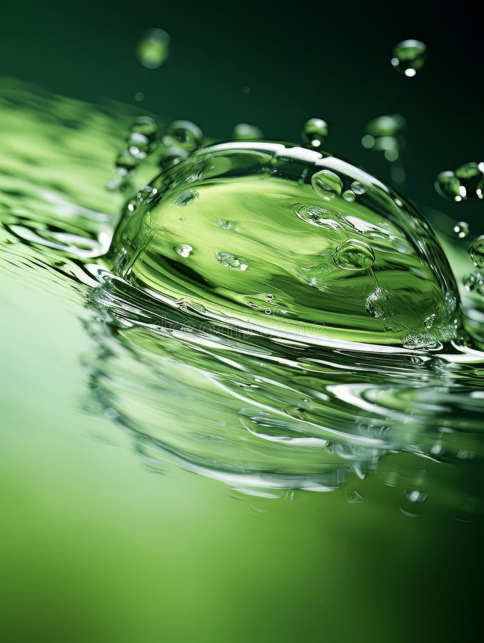 Crystal Clear Water Drip Splash Abstract Form on Green Background AI ...