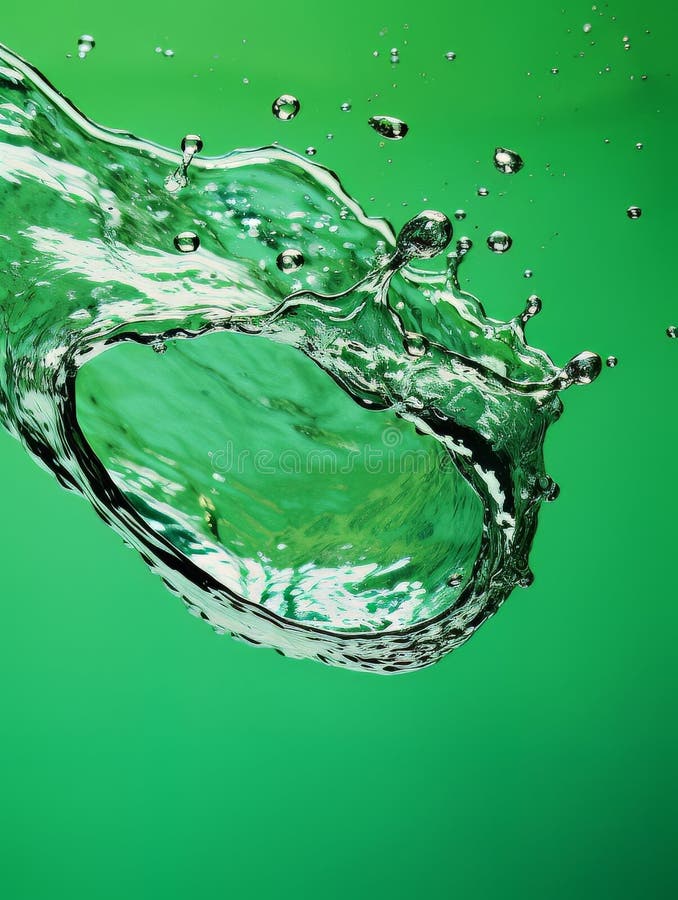 Crystal Clear Water Drip Splash Abstract Form on Green Background AI ...