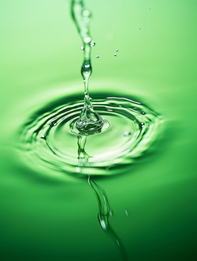 Crystal Clear Water Drip Splash Abstract Form on Green Background AI ...