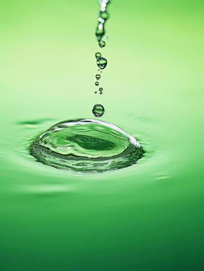 Crystal Clear Water Drip Splash Abstract Form on Green Background AI ...