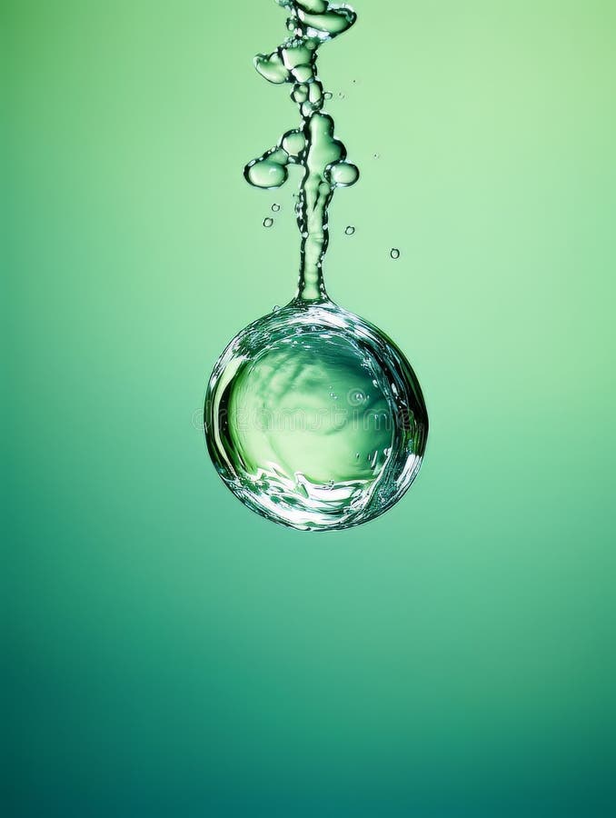 Crystal Clear Water Drip Splash on Green Background AI Stock ...