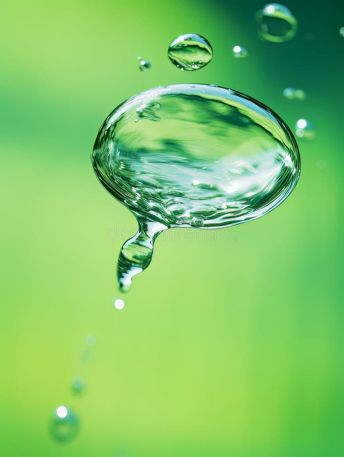 Crystal Clear Water Drip Splash on Green Background AI Stock ...