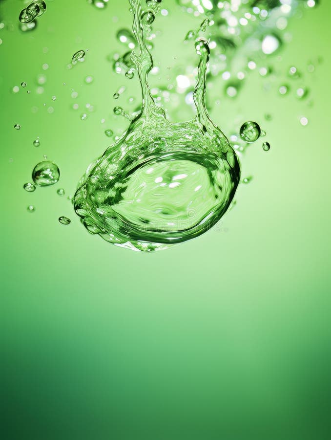 Crystal Clear Water Drip Splash on Green Background AI Stock ...